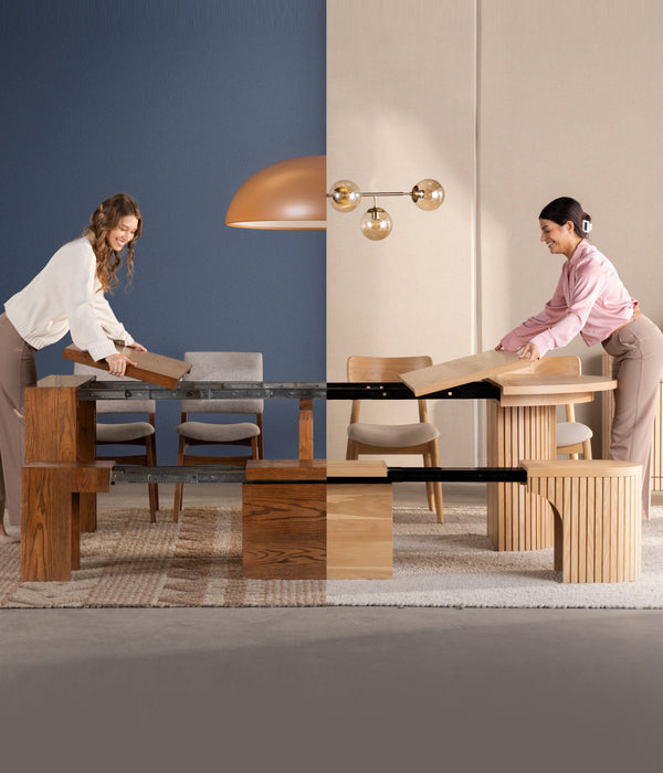 Extendable Round Dining Set with Chairs and Bench | TT GCC